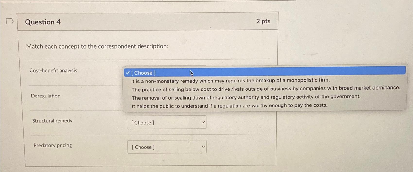 Solved Question 42ptsMatch each concept to the correspondent | Chegg.com