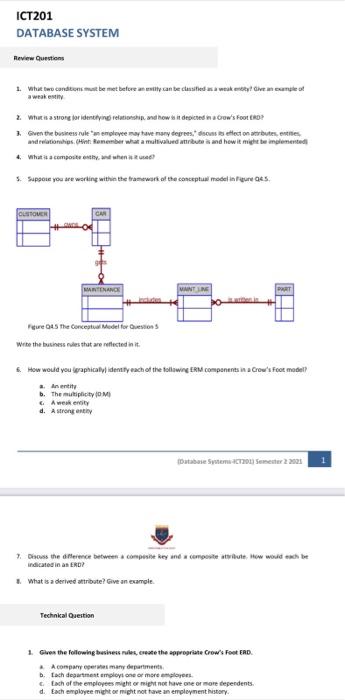 Solved ICT201 DATABASE SYSTEM Review Questions 1. What we | Chegg.com