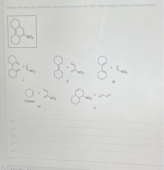 Solved Identify the diene and dienophile expected to produce | Chegg.com