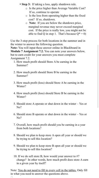 - Step 3: If taking a loss, apply shutdown rule. Is | Chegg.com