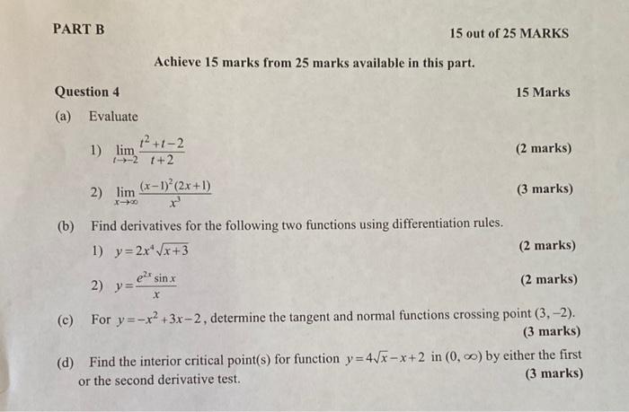 Solved PART B 15 out of 25 MARKS Achieve 15 marks from 25 | Chegg.com