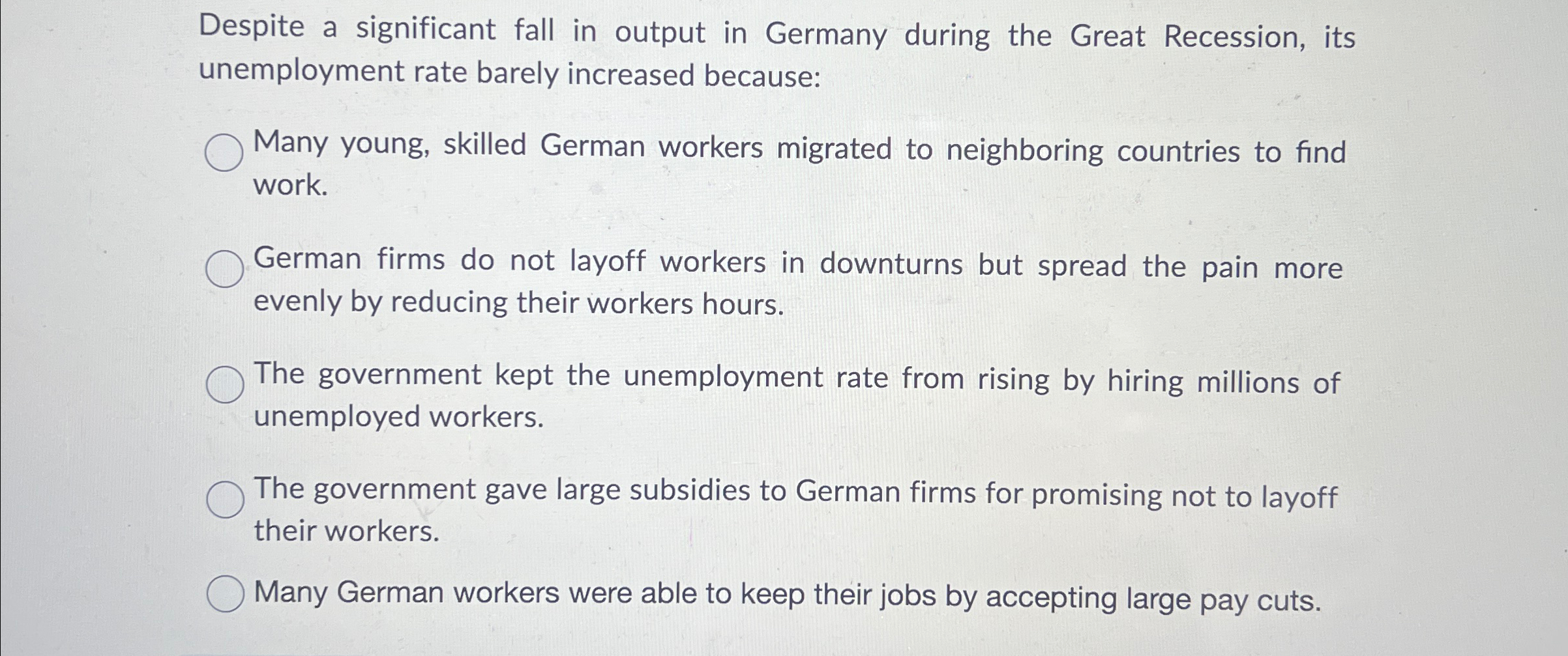 Solved Despite a significant fall in output in Germany | Chegg.com