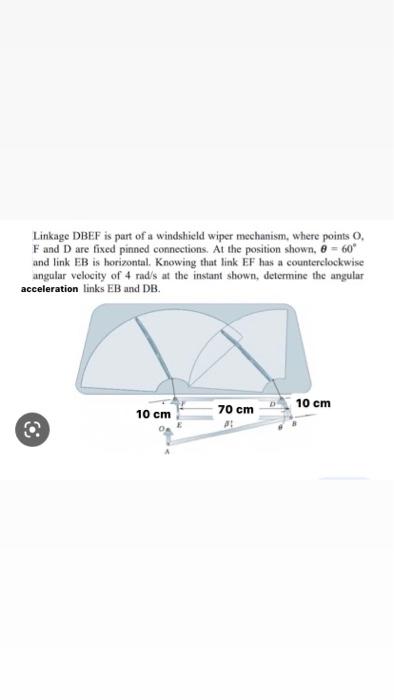 Solved Linkage DBEF is part of a windshicld wiper mechanism, | Chegg.com