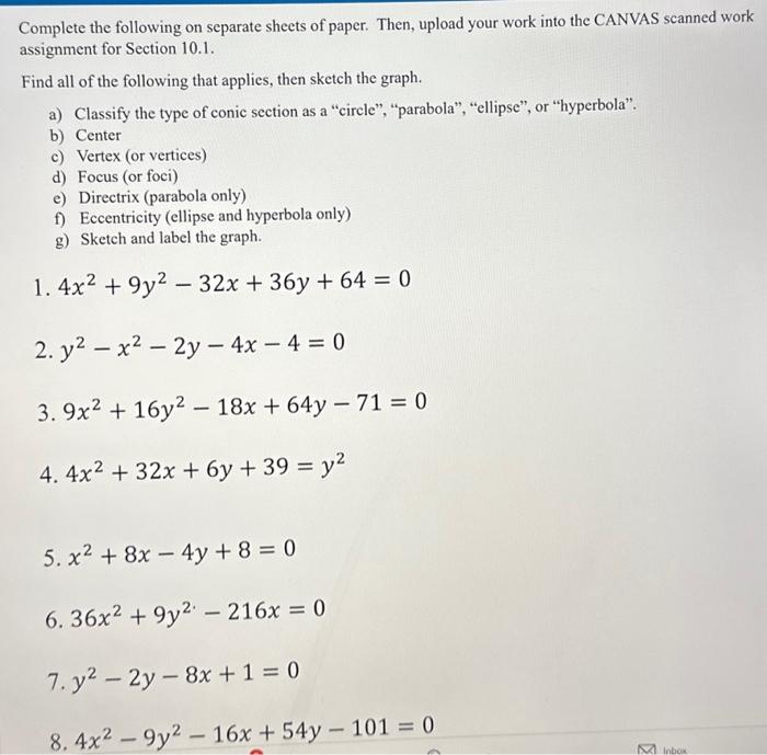 Solved Complete the following on separate sheets of paper. | Chegg.com