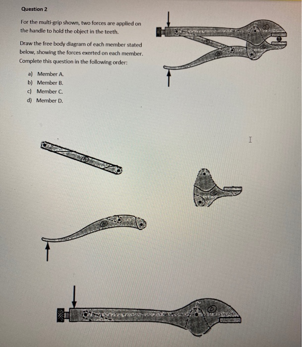 Solved Question 2 For the multi-grip shown, two forces are | Chegg.com