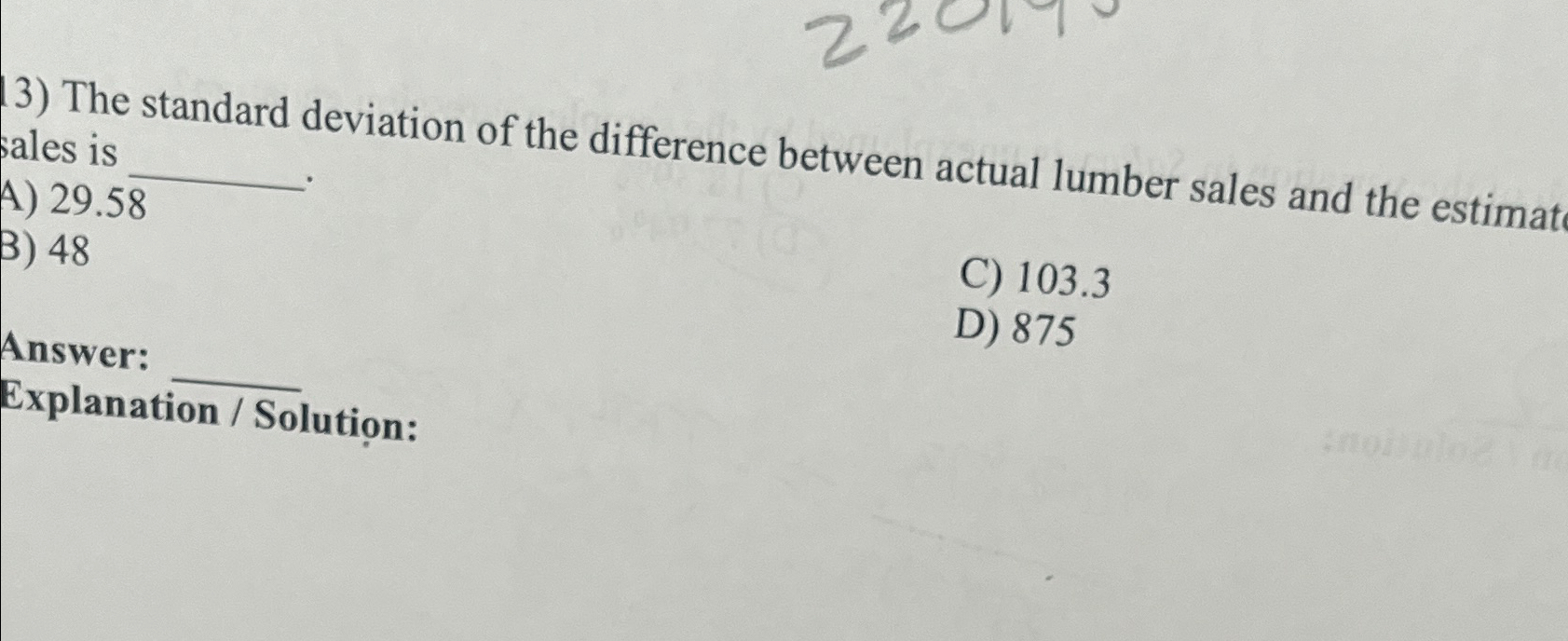 Solved The standard deviation of the difference between | Chegg.com