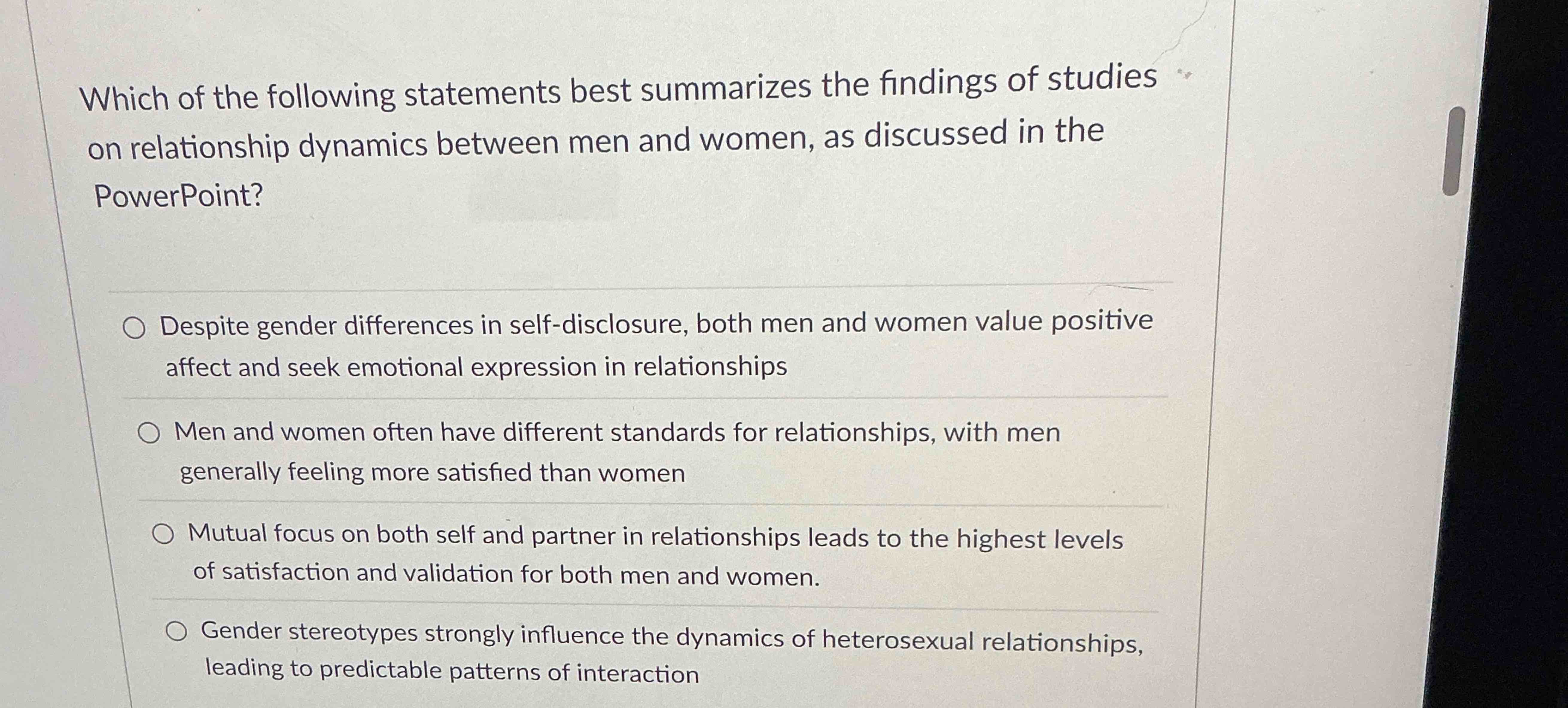 Solved Which of the following statements best summarizes the | Chegg.com