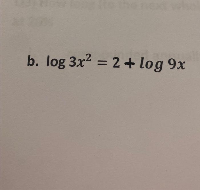 Solved log3x2=2+log9x | Chegg.com
