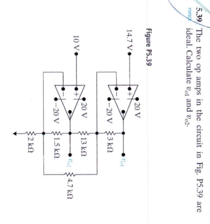 5.39 ﻿The two op amps in the circuit in Fig. P5.39 | Chegg.com