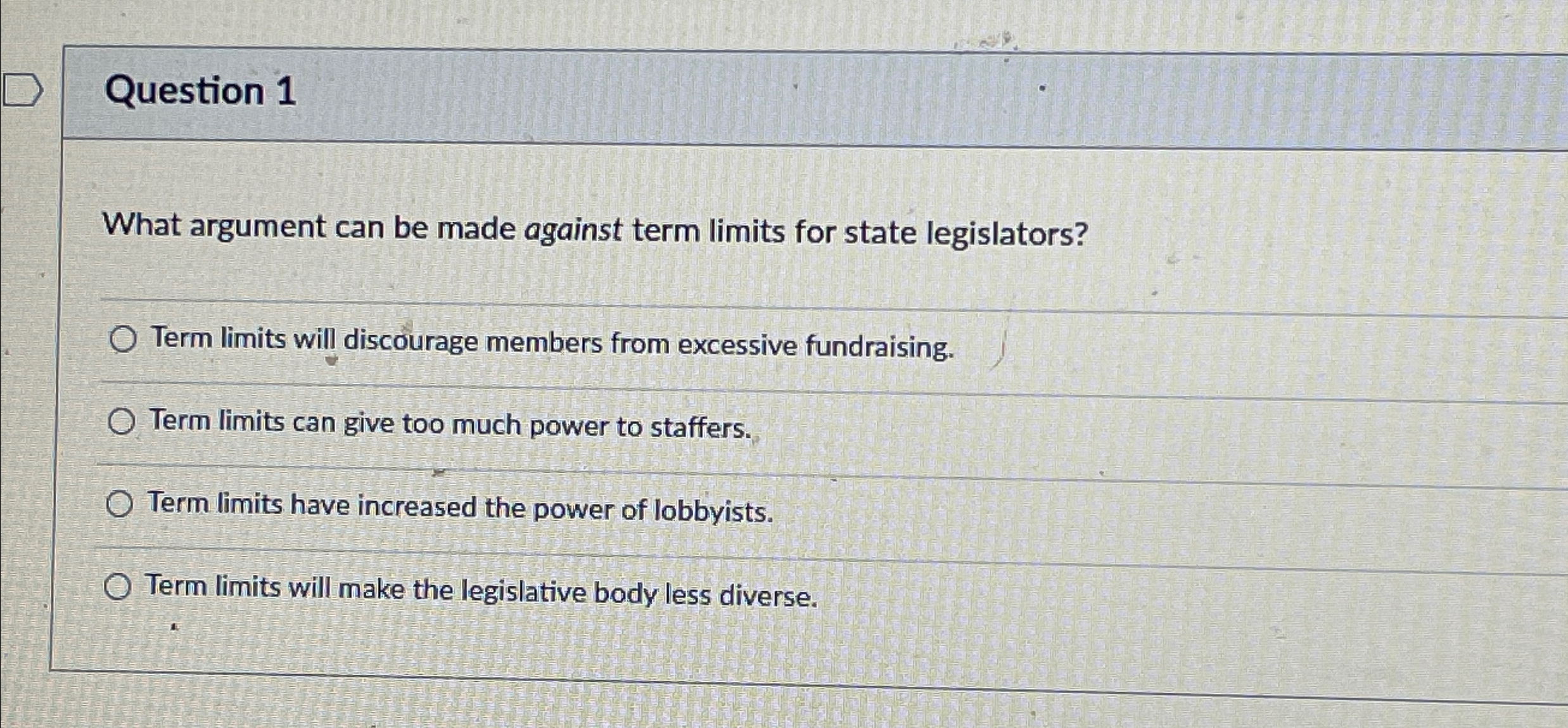 Question 1What argument can be made against term | Chegg.com