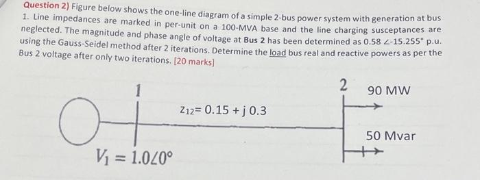 Solved Question 2) Figure below shows the one-line diagram | Chegg.com