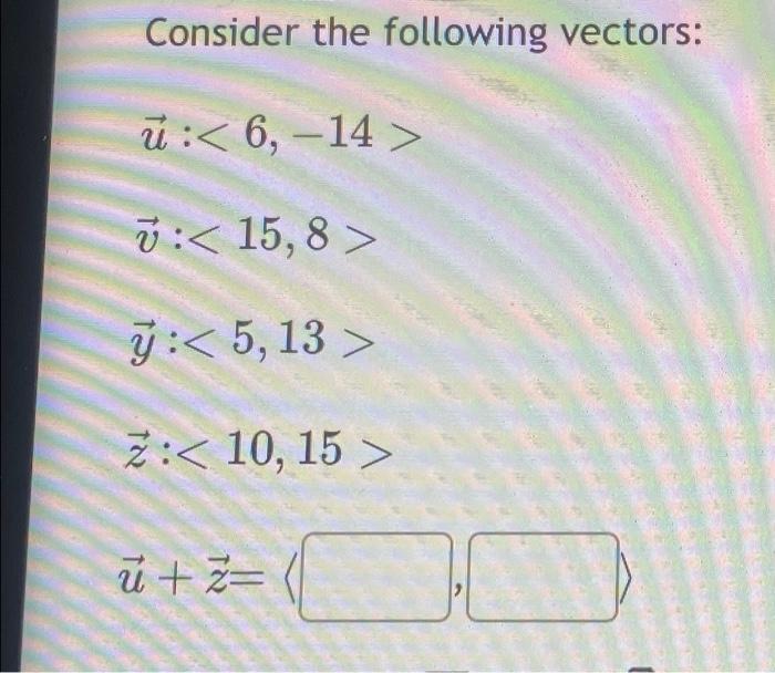 Solved Use the given pair of vectors u= 5b,−511 ,v= 51,511 | Chegg.com