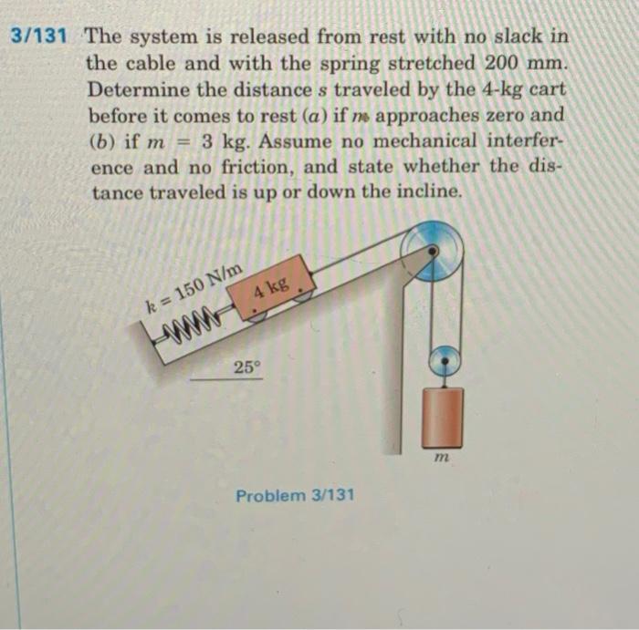 Solved 3/131 The system is released from rest with no slack | Chegg.com