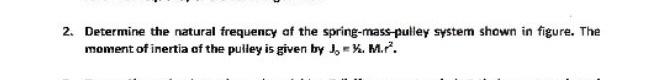 Solved 2. Determine the natural frequency of the | Chegg.com