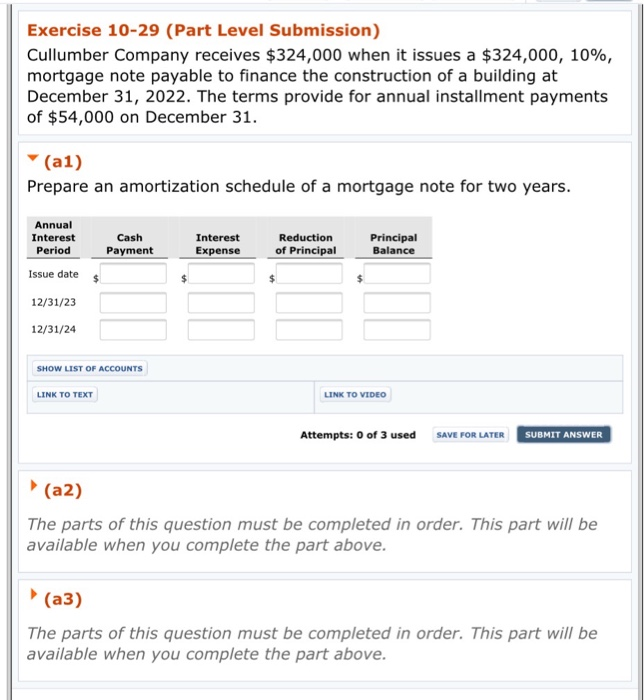 Solved Exercise 10-29 (Part Level Submission) Cullumber | Chegg.com