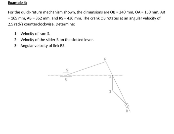 Solved Example 4: For the quick-return mechanism shown, the | Chegg.com