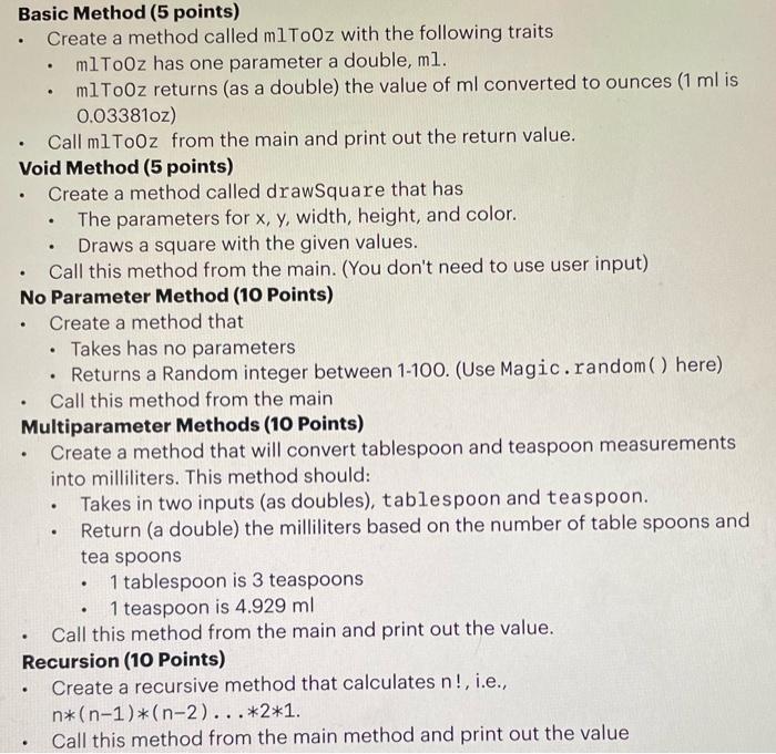 1. Array Methods (10 Points) 1. Create a method that | Chegg.com