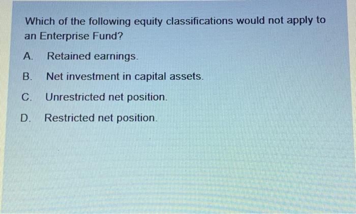 Solved Which of the following equity classifications would | Chegg.com