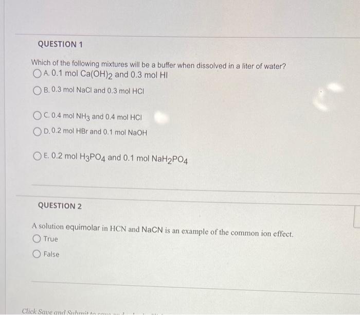 Solved Which of the following mixtures will be a buffer when | Chegg.com
