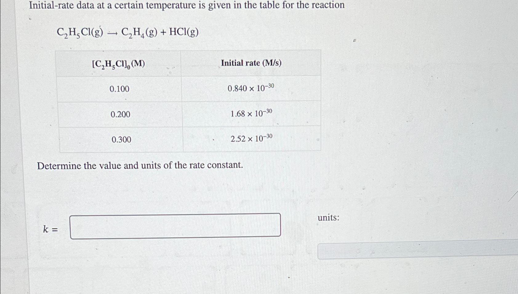 Solved Initial Rate Data At A Certain Temperature Is Given