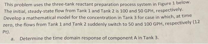 Solved This problem uses the three-tank reactant preparation | Chegg.com
