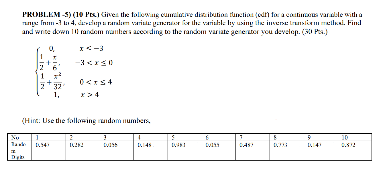 Solved PROBLEM -5) (10 ﻿Pts.) ﻿Given the following | Chegg.com