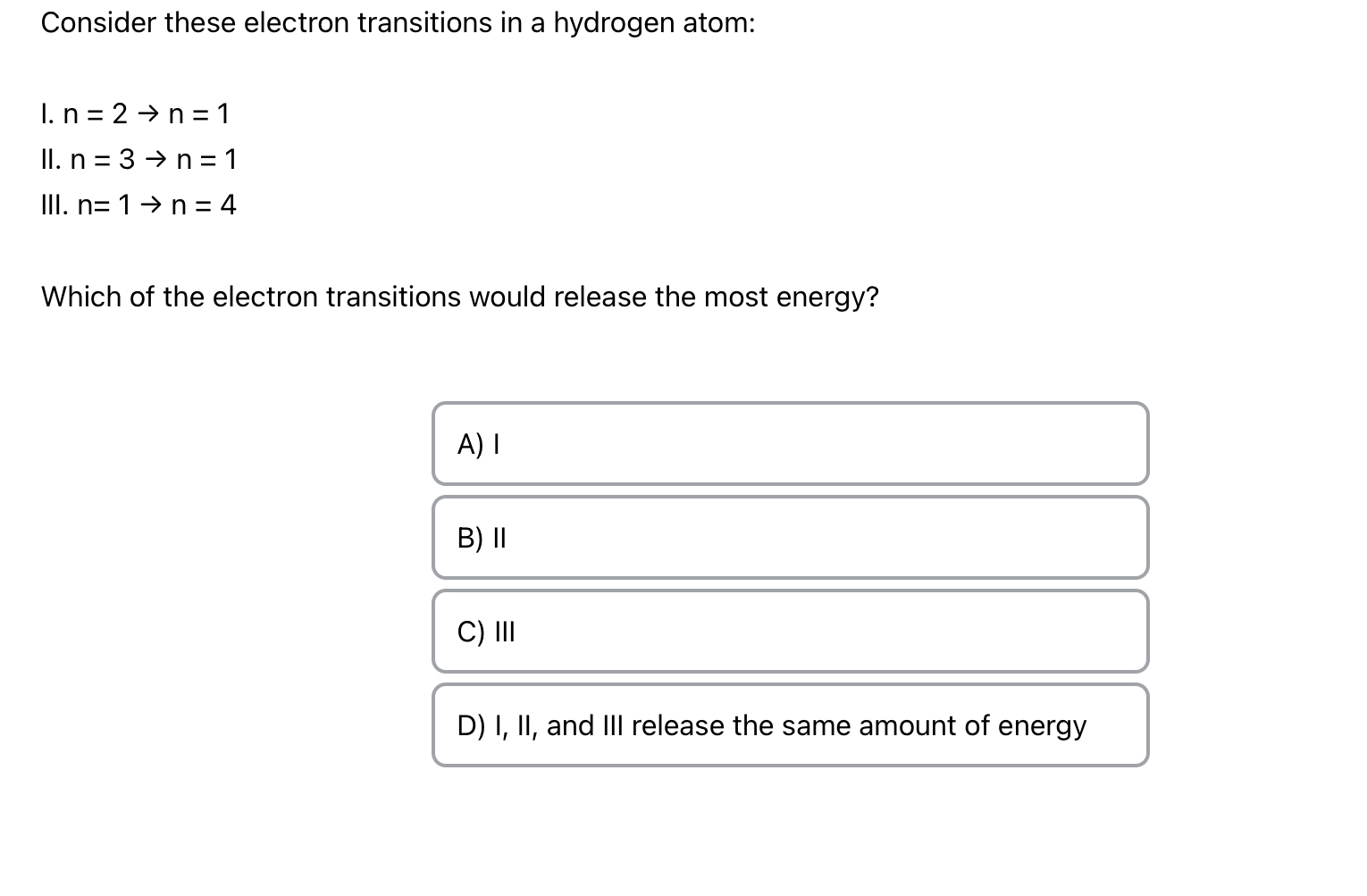 Solved Consider these electron transitions in a hydrogen | Chegg.com