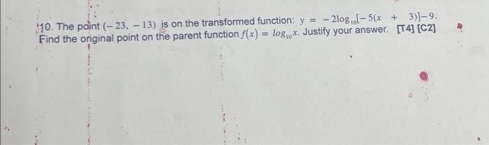 Solved 10. The point (-23, -13) is on the transformed | Chegg.com
