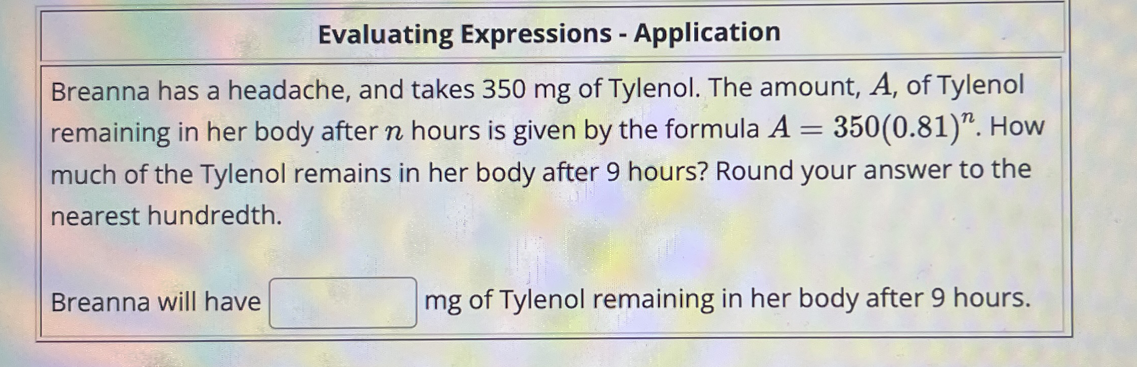 Solved Evaluating Expressions - ﻿ApplicationBreanna has a | Chegg.com