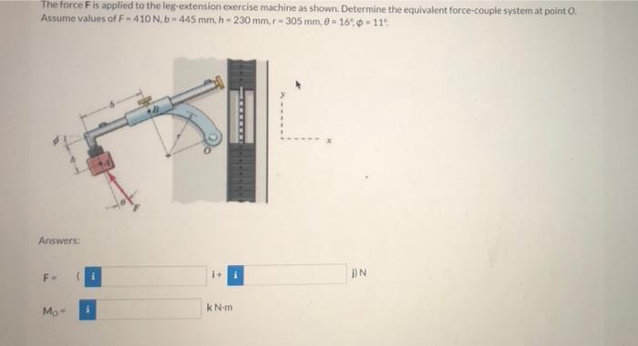 Solved The force Fis applied to the leg-extension exercise | Chegg.com