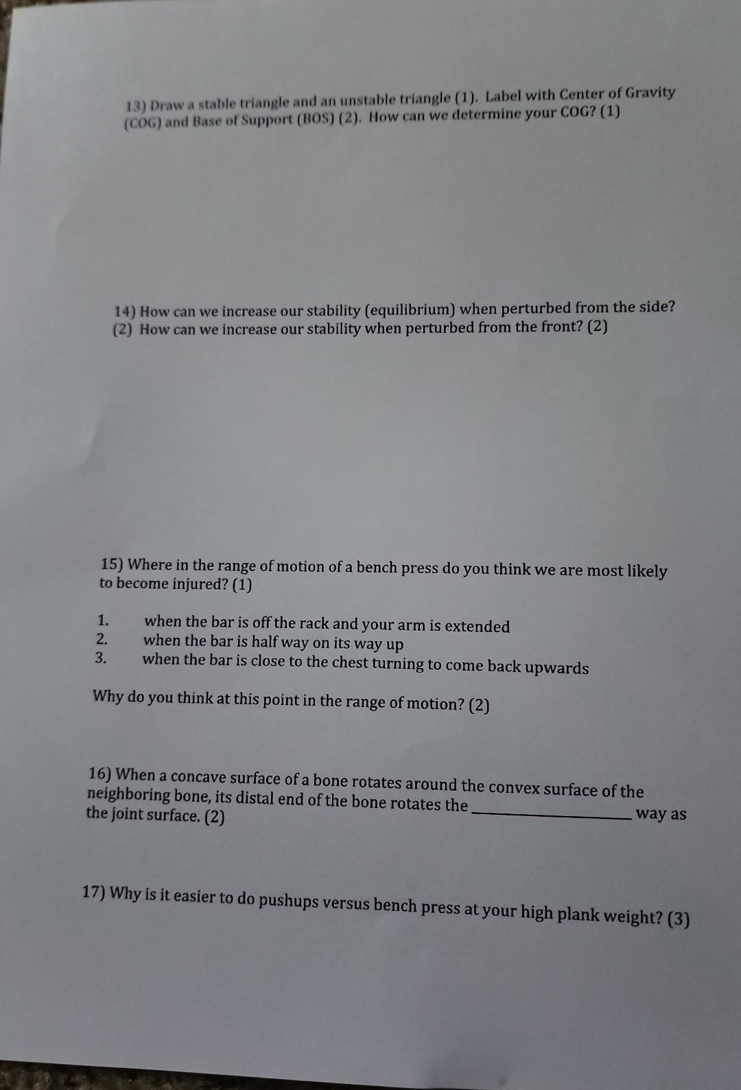 Solved Biomechanics Take Home / 50 points 1) Explain the | Chegg.com