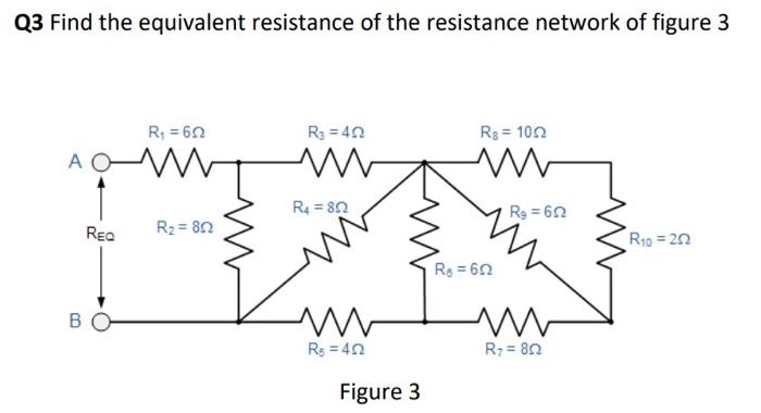 Solved Q3 Find the equivalent resistance of the resistance | Chegg.com