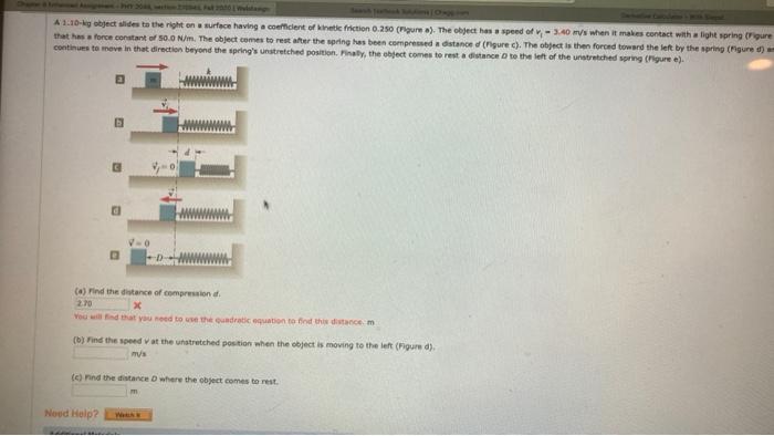 Solved A 1.10-kg object slides to the right on a surface | Chegg.com
