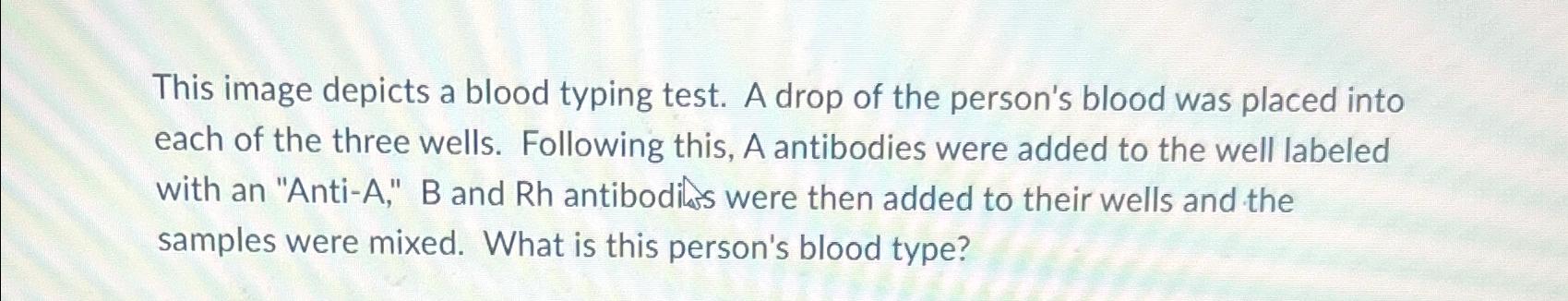 Solved This image depicts a blood typing test. A drop of the | Chegg.com