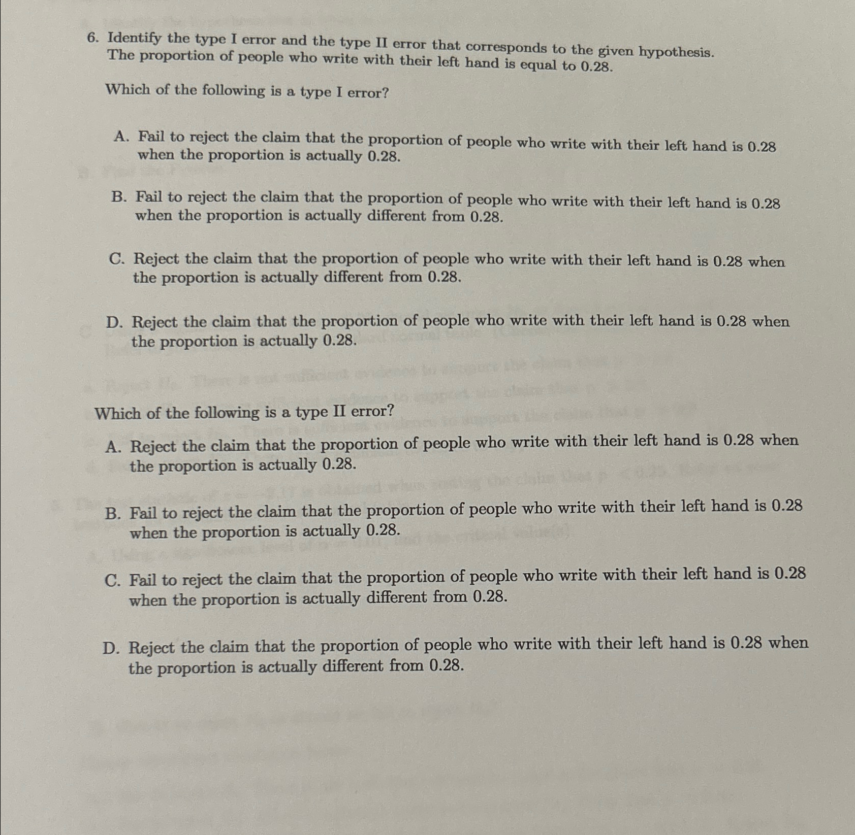 Solved Identify the type I error and the type II error that | Chegg.com
