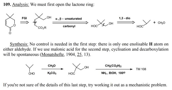 Solved 109. Analysis: We must first open the lactone ring: | Chegg.com