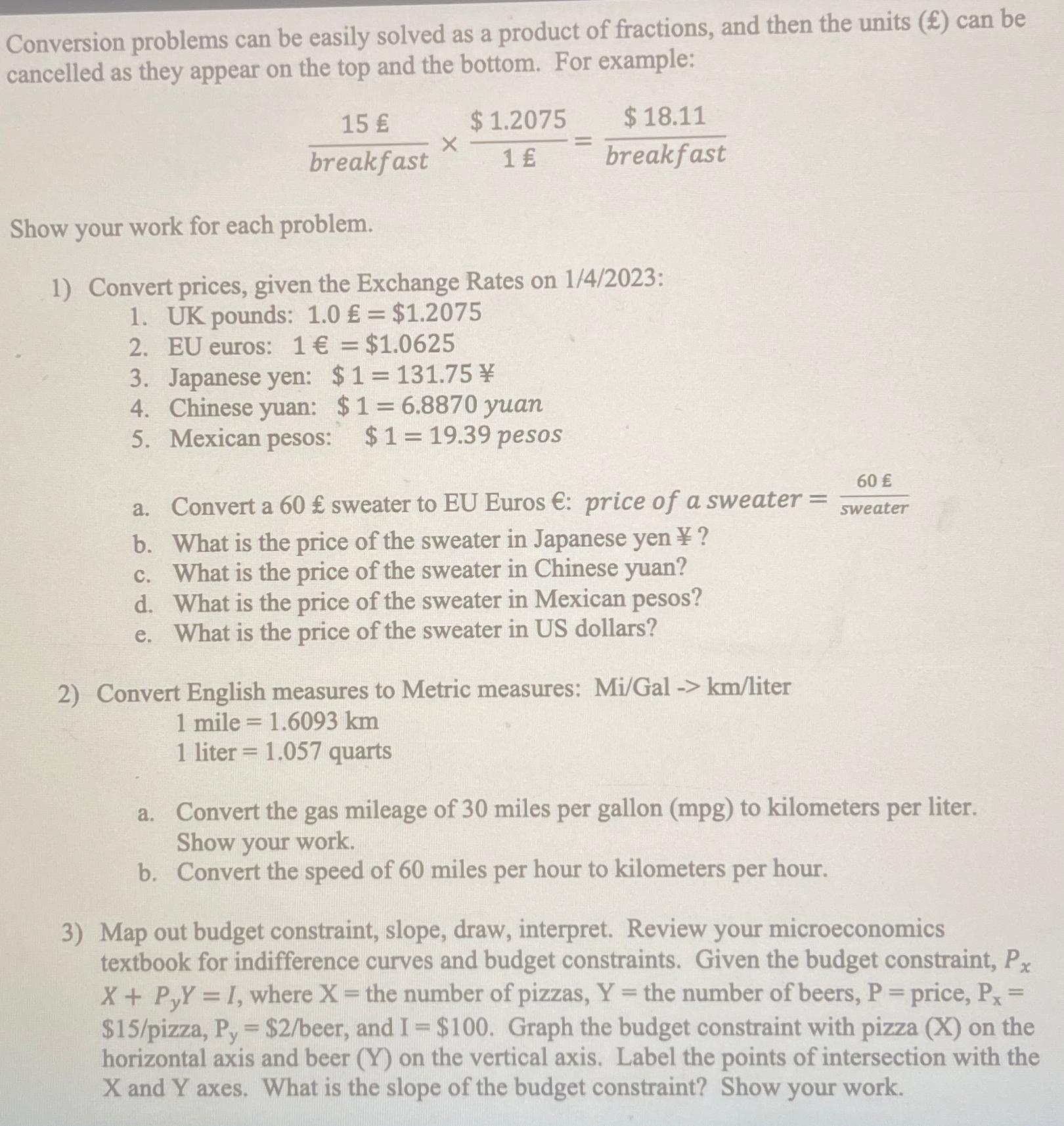 Solved Conversion problems can be easily solved as a product | Chegg.com