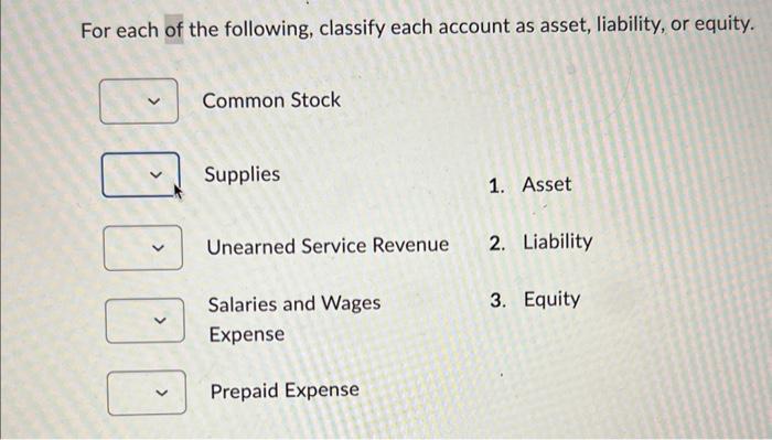 Solved For each of the following, classify each account as | Chegg.com