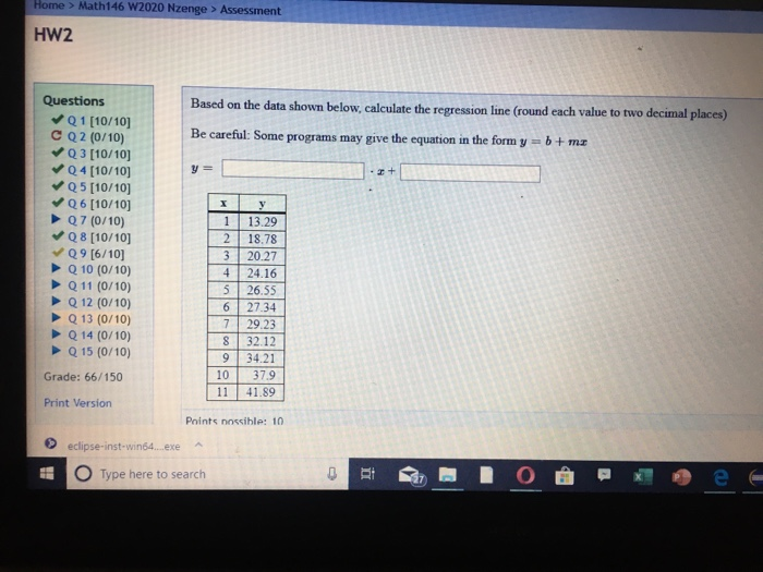 Solved Home > Math146 W2020 Nzenge > Assessment HW2 Based on | Chegg.com