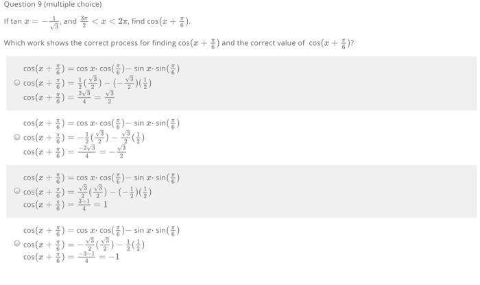Solved Question 9 (multiple choice) | Chegg.com