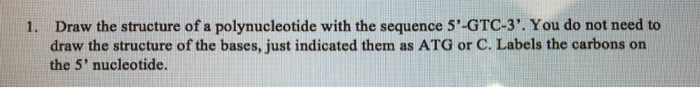 Solved 1. Draw the structure of a polynucleotide with the | Chegg.com