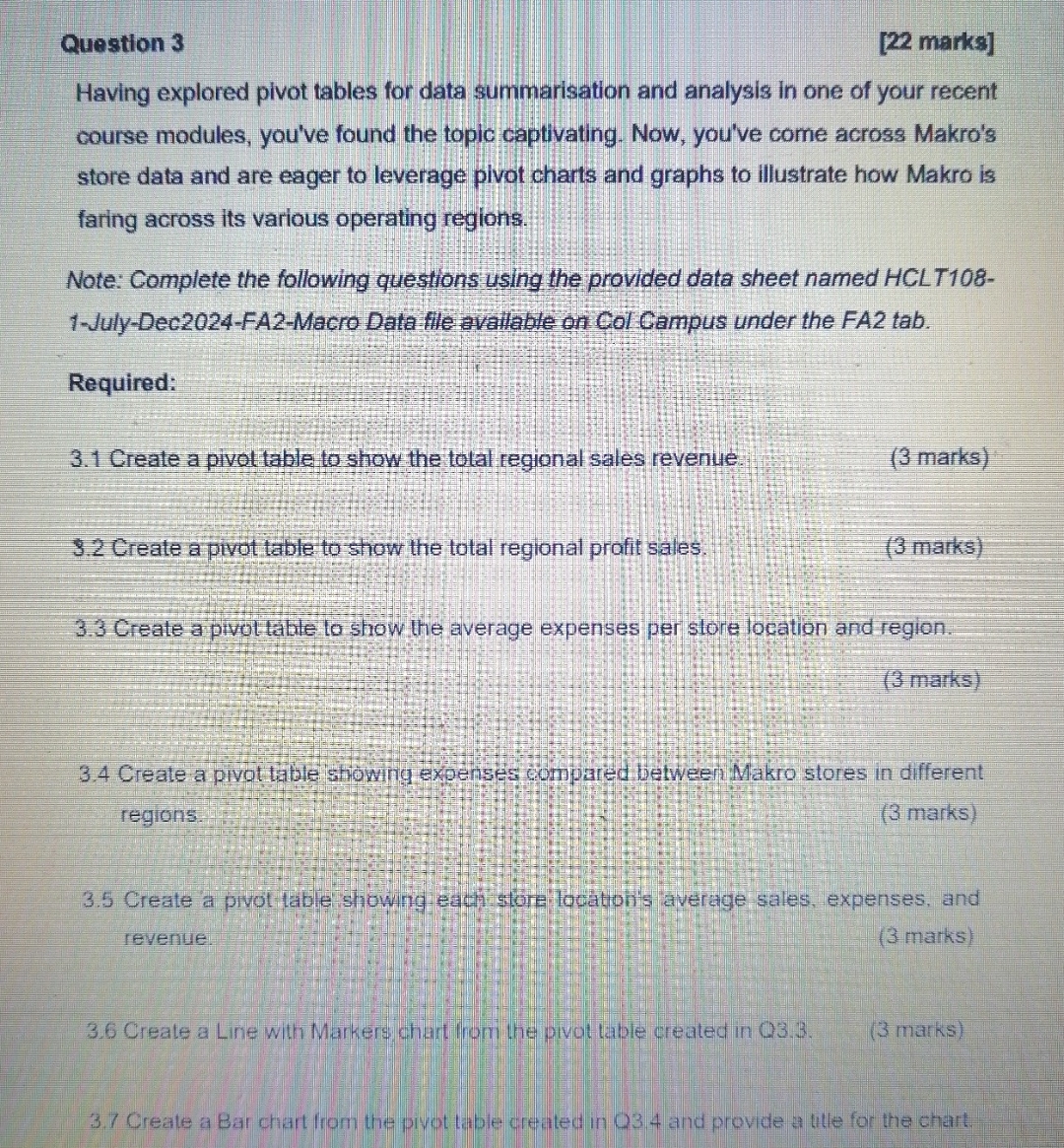 Solved Question 3[22 ﻿marks]Having explored pivot tables for | Chegg.com