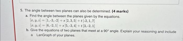 Solved 5. The angle between two planes can also be | Chegg.com