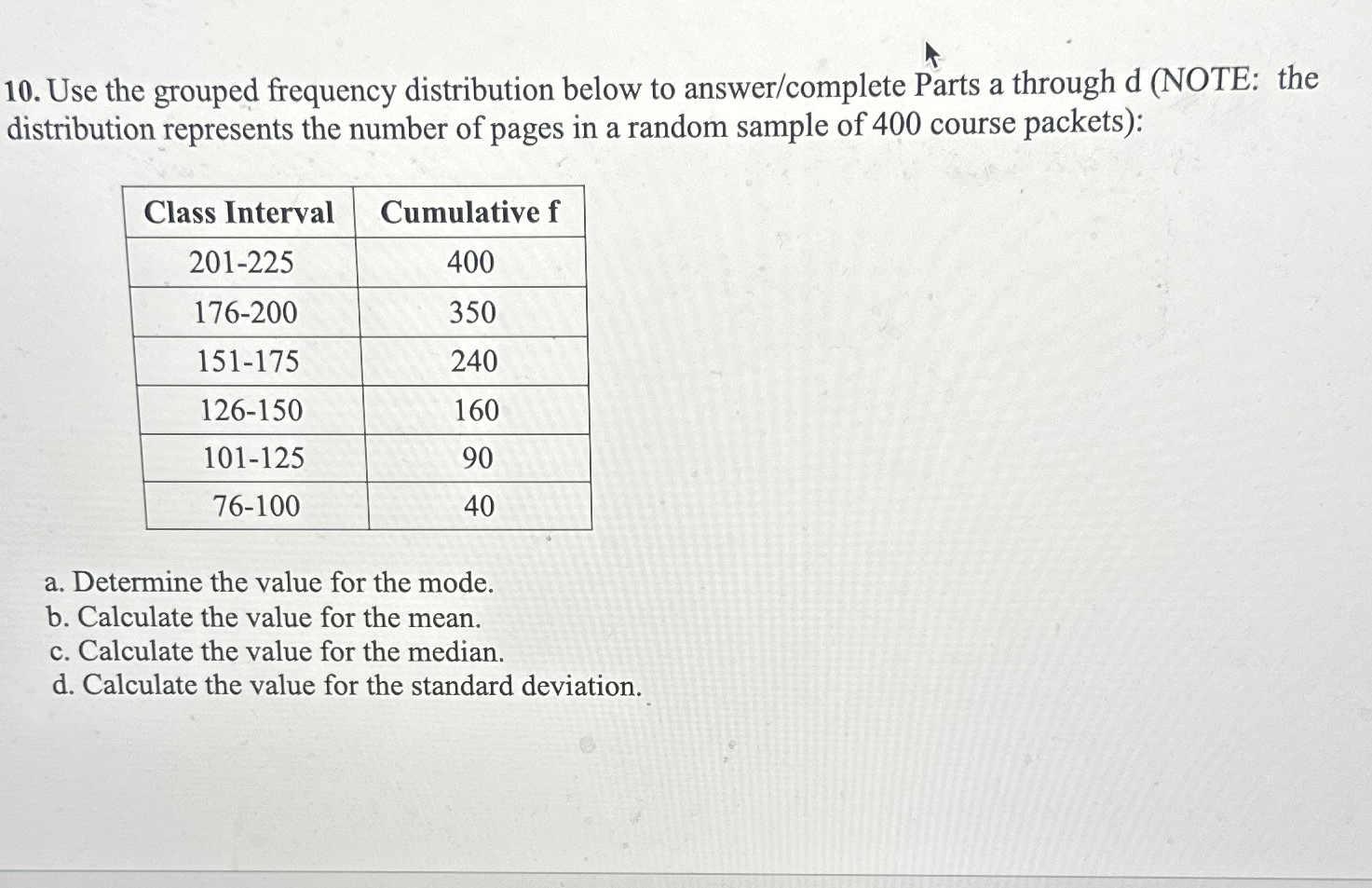 Solved Use the grouped frequency distribution below to | Chegg.com