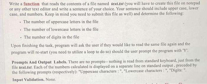 Solved Write a function that reads the contents of a file | Chegg.com