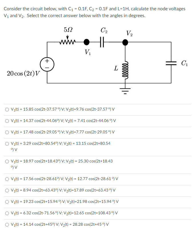 Solved Consider the circuit below, with C1=0.1F,C2=0.1F ﻿and | Chegg.com