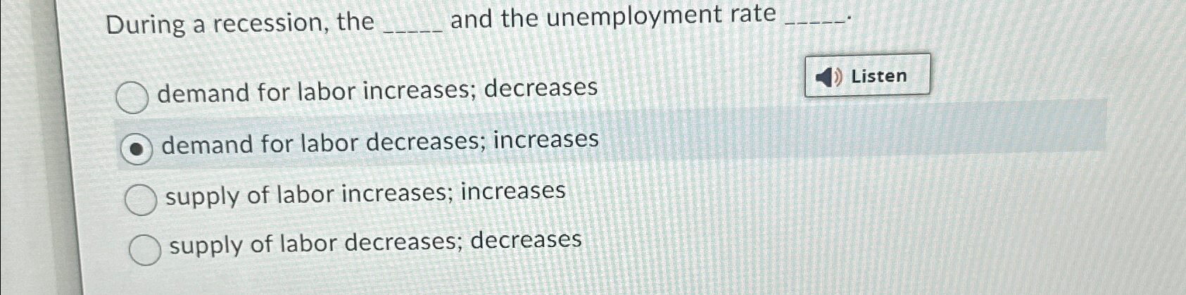 Solved During a recession, the q, ﻿and the unemployment rate | Chegg.com