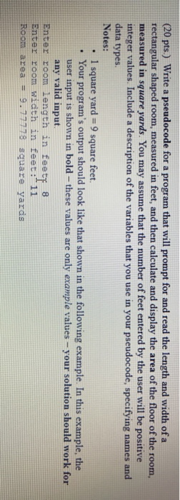 Solved (20 pts.) Write a pseudocode for a program that will | Chegg.com Solved (20 pts.) Write a pseudocode for a program that will | Chegg.com
