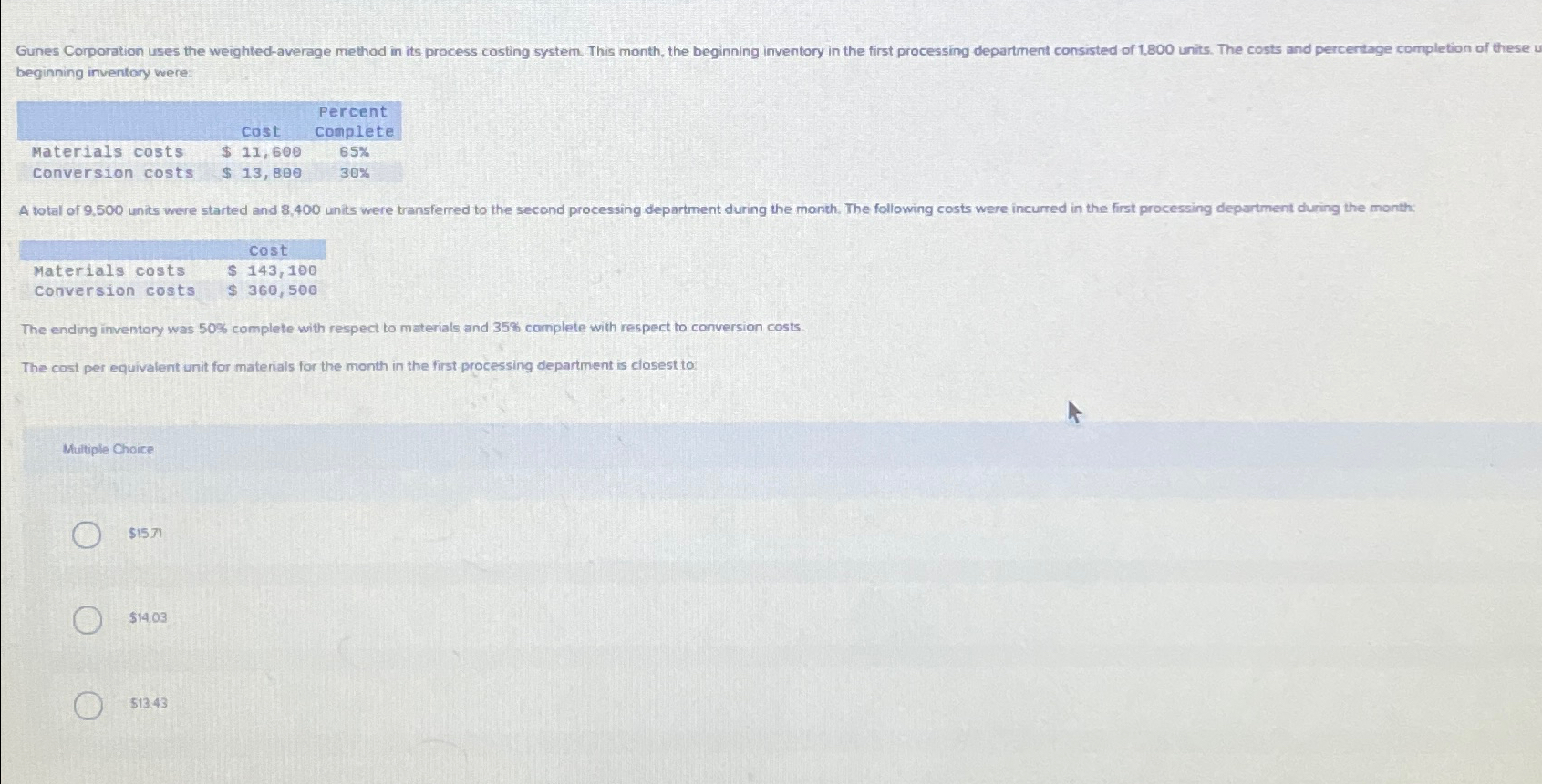 Solved beginning inventory | Chegg.com
