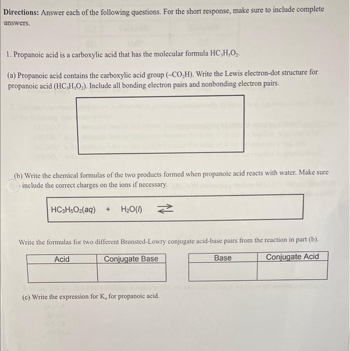 Solved Directions: Answer each of the following questions. | Chegg.com